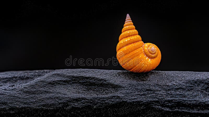 Vibrant Orange Snail Shell on a Textured Black Surface Stock ...