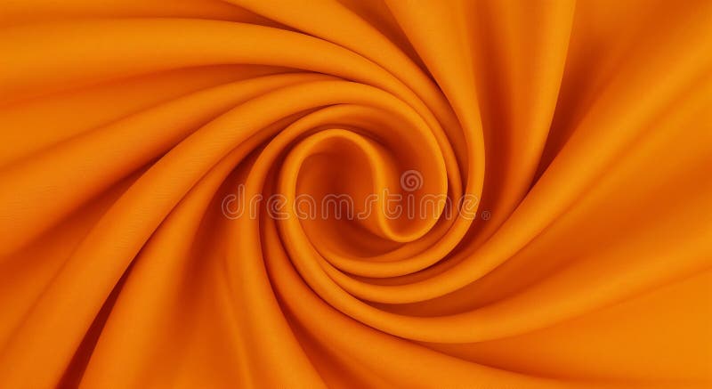 Vibrant Orange Spiral Patterned Fabric with Smooth Sheen Texture Stock ...