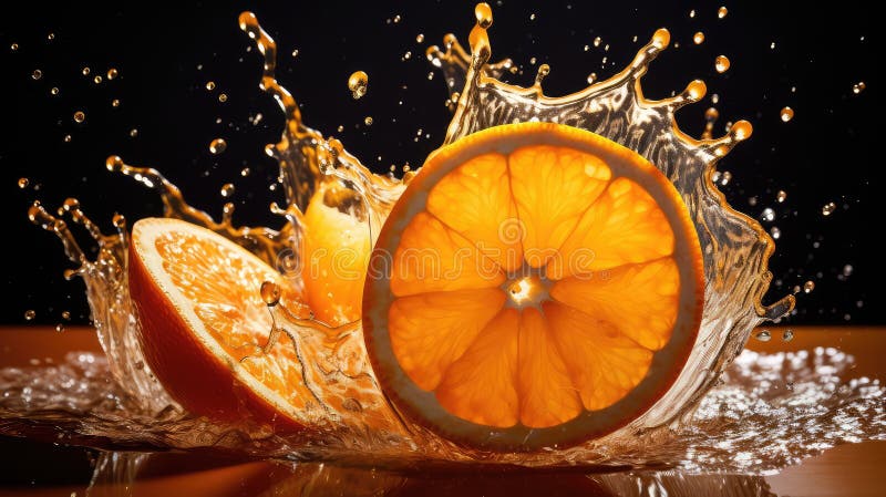 Vibrant orange splash stock illustration. Illustration of citrus ...