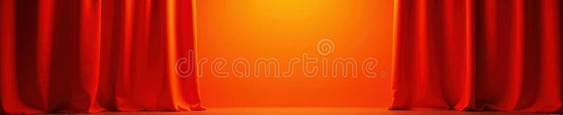Vibrant Orange Stage Backdrop, Dramatic Curtains , Scene, Auditorium ...