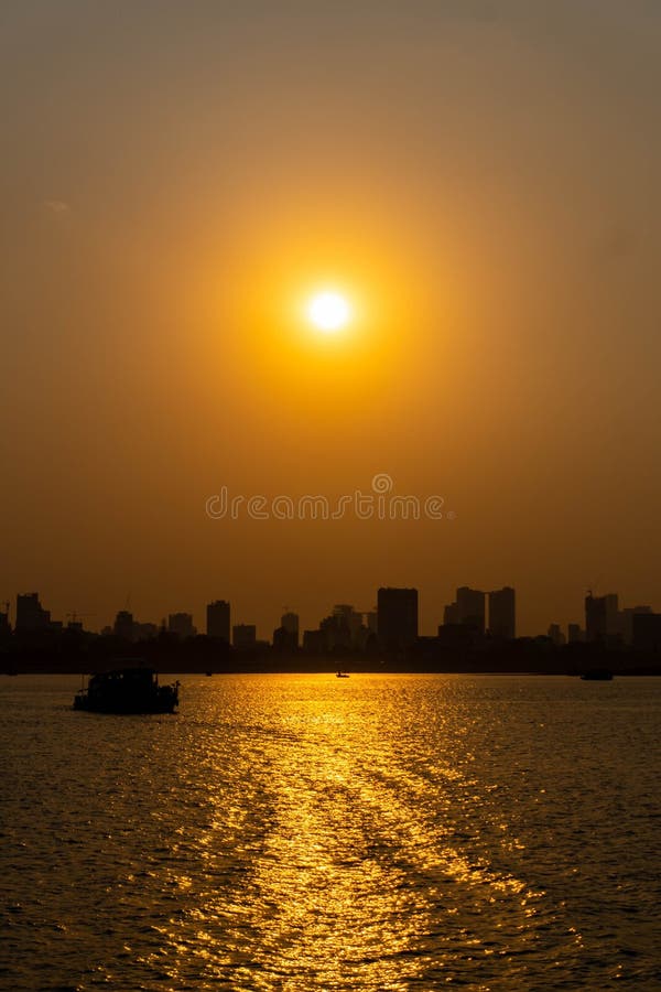 Vibrant Orange Sunset Caught from a Sunset Boat in Phnom Penh Stock ...