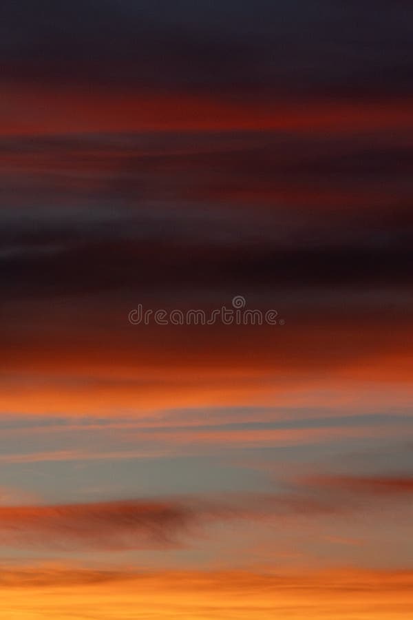 Vibrant Orange Sunset Sky with Fluffy Clouds Stock Photo - Image of ...