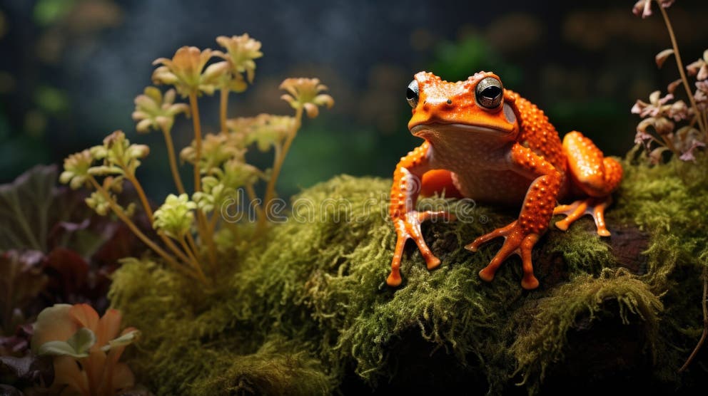 Vibrant Orange Toad Blending into Its Natural Exotic Habitat Stock ...