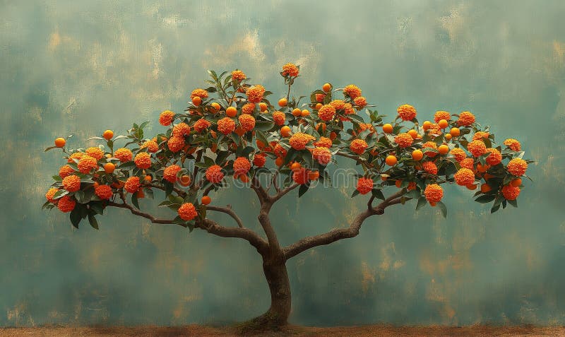 Vibrant Orange Tree in Bloom Indoors. Stock Image - Image of leaves ...