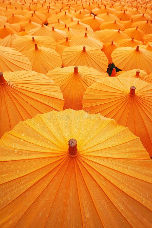 Vibrant Orange Umbrellas Create Stunning Visual Display, Evoking Joy ...