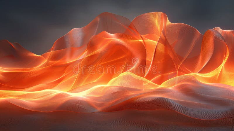 Vibrant Orange Waves of Fabric Flow Together Under Dramatic Lighting ...