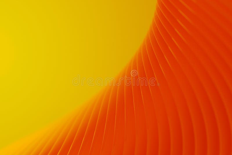 Vibrant Orange Wavy Shapes on Yellow Background. Digital 3D Rendering ...