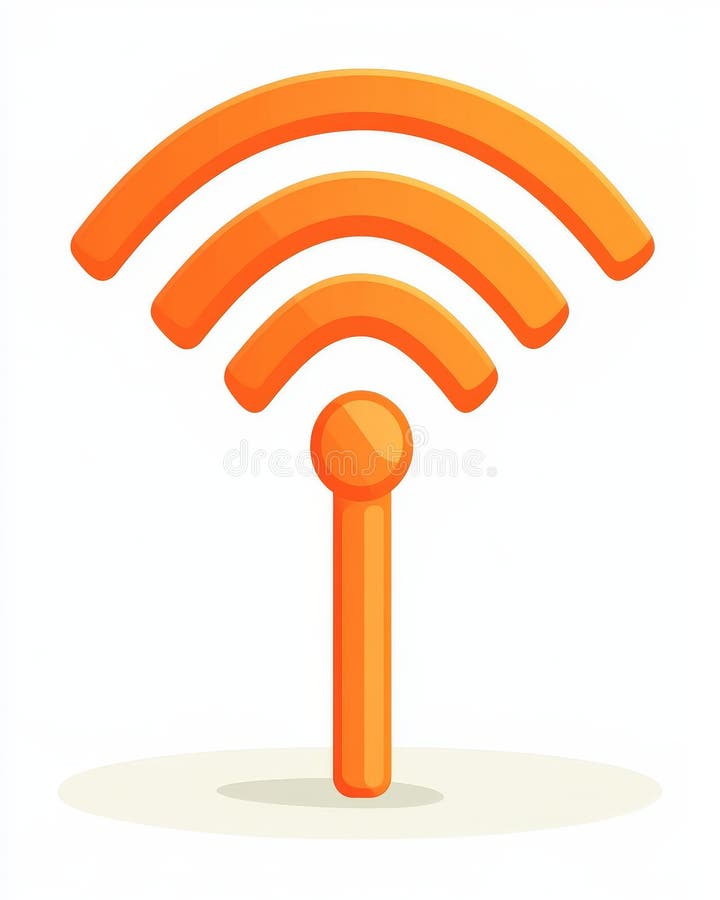 Vibrant Orange Wi Fi Symbol Glowing Effect Emphasizing Digital ...