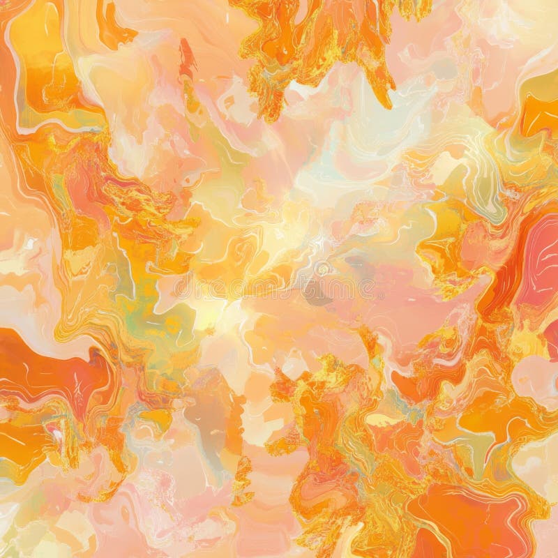 Vibrant Orange and Yellow Fluid Marble Swirl Pattern with Abstract ...
