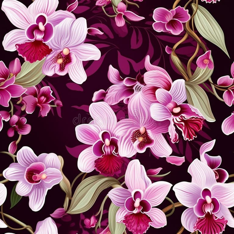 Vibrant Orchid Pattern for a Bold Statement Stock Illustration ...