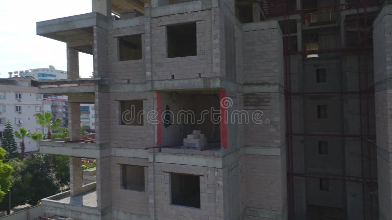 Aerial View of Construction Work on Multiple Levels with Metal and Wall ...
