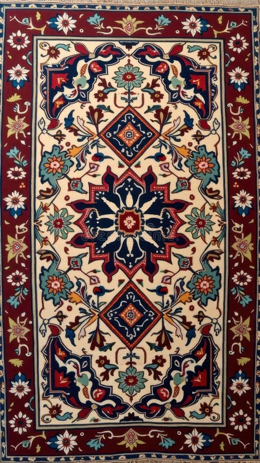 Vibrant Ornate Persian Rug Floral Geometric Patterns Stock Photos ...