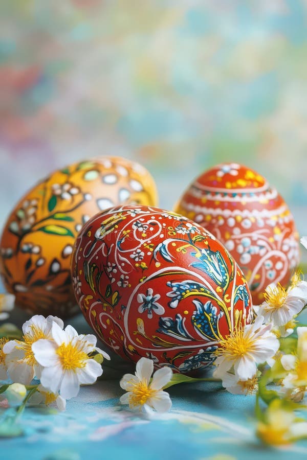 Vibrant Orthodox Easter Eggs with Floral Patterns and Blossoms ...