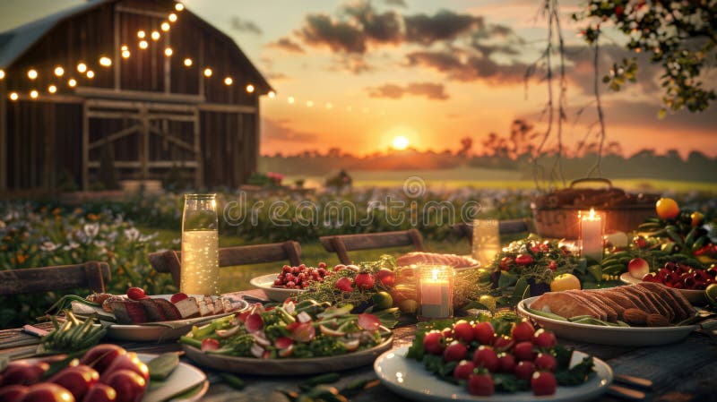 Vibrant Outdoor Feast Table Outdoors Stock Image - Image of grilled ...