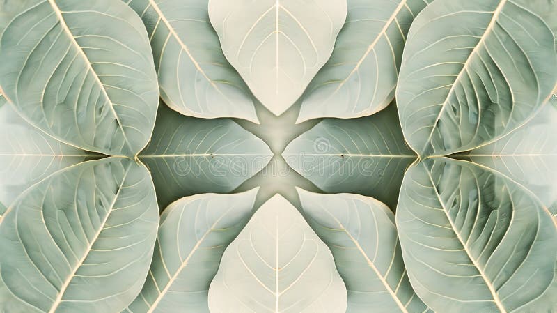 Vibrant Overlapping Leaves Creating Symmetrical Botanical Pattern Stock ...