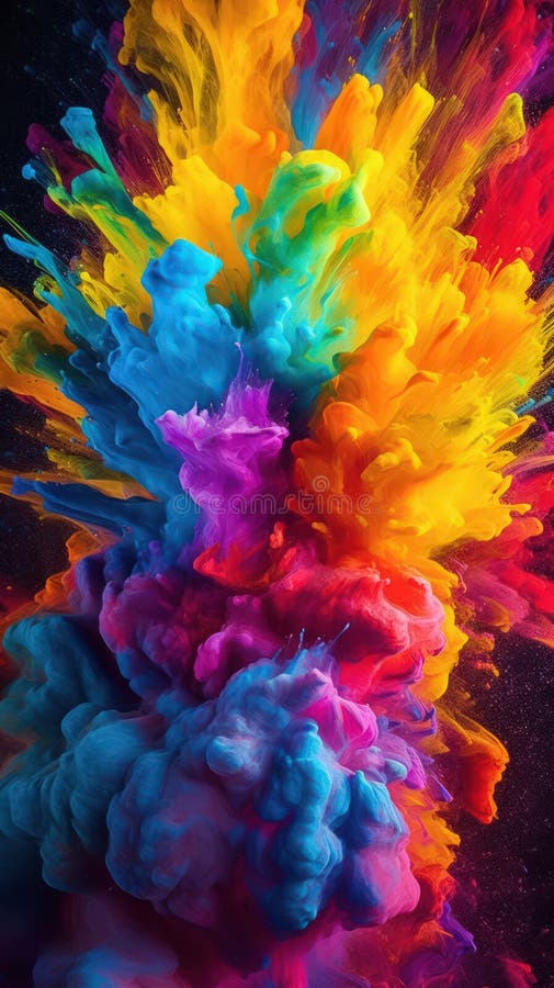 Vibrant Paint on Black Background: Energetic and Bold Design AI ...