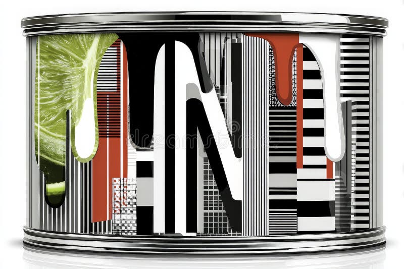 Colorful Paint Can Featuring Abstract Patterns and Lime Slice in a ...