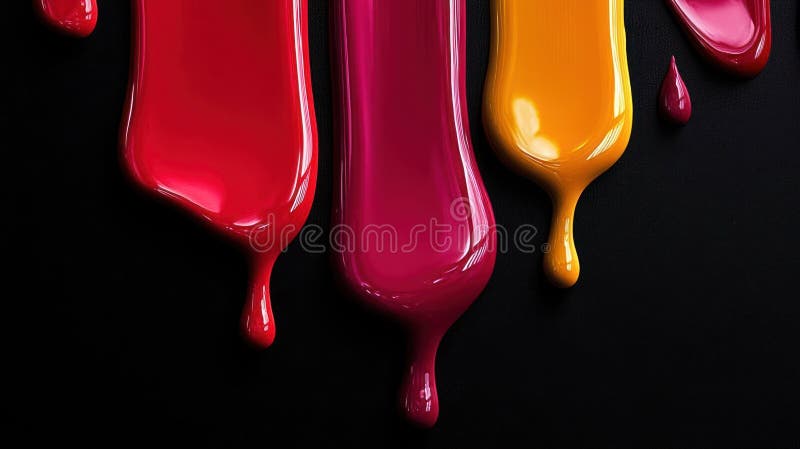 Vibrant Paint Drips on a Black Surface, Showcasing Color and Texture ...
