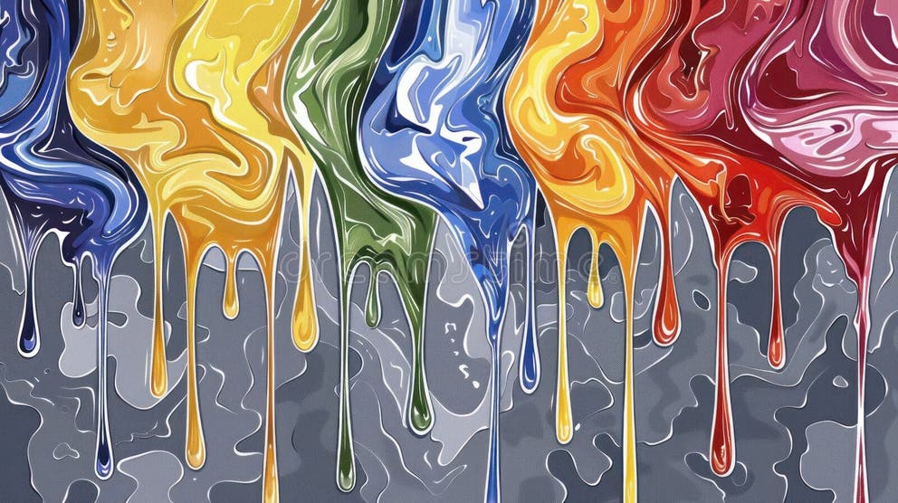Vibrant Paint Drips in Various Colors Create a Dynamic and Artistic ...