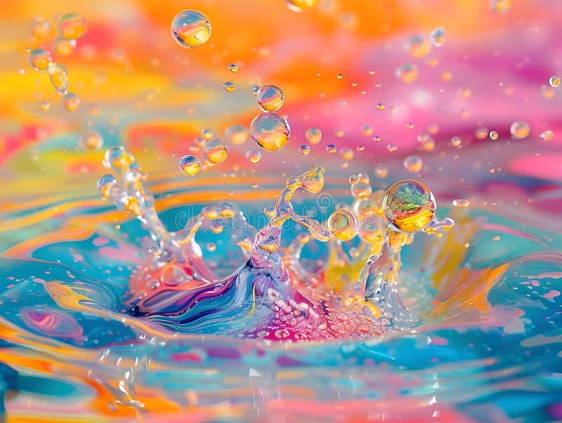Vibrant Paint Droplets Suspended in Clear Water Captivating Color ...