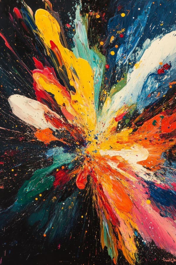 Vibrant Paint Explosion on Dark Canvas Capturing Dynamic Color Burst ...