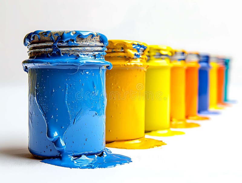 Vibrant Paint Jars Overflow with Color, Creating a Striking Visual ...