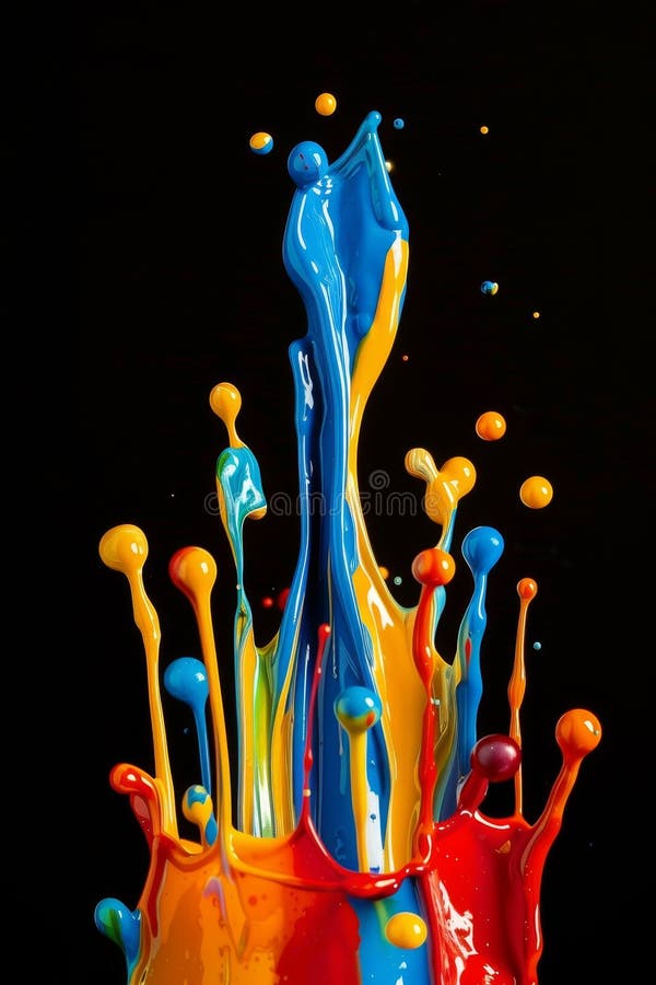 Vibrant Paint Splash on Black Background Stock Illustration ...