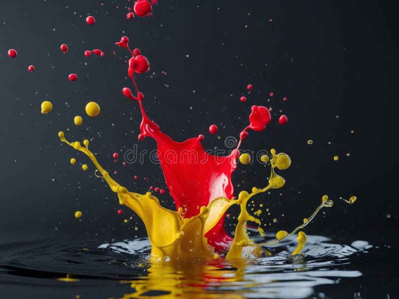 Vibrant Paint Splash. a Collision of Red and Yellow Creating a Dynamic ...