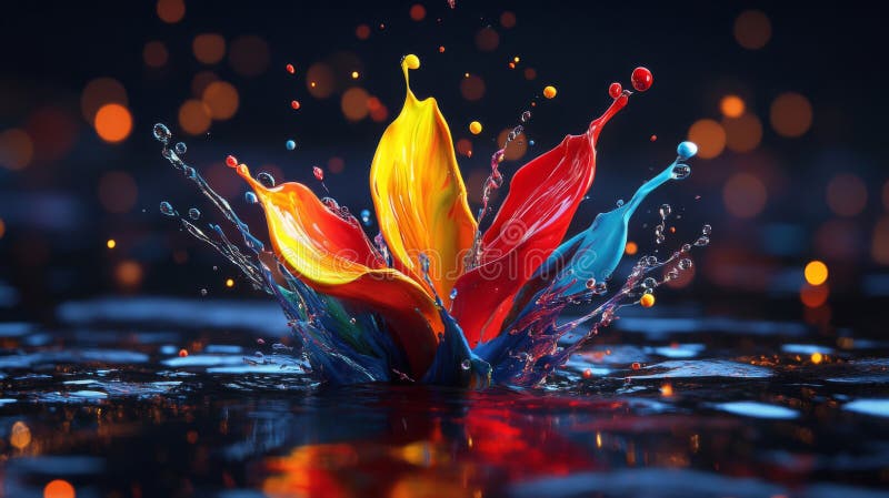 Vibrant Paint Splash Explosion on Dark Background Stock Illustration ...