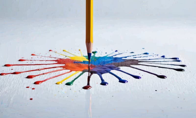 Vibrant Paint Splashes from Pencil Tip Stock Image - Image of ...