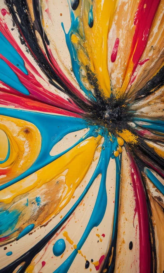 Abstract Colorful Paint Splashes on Canvas Close-Up Stock Photo - Image ...