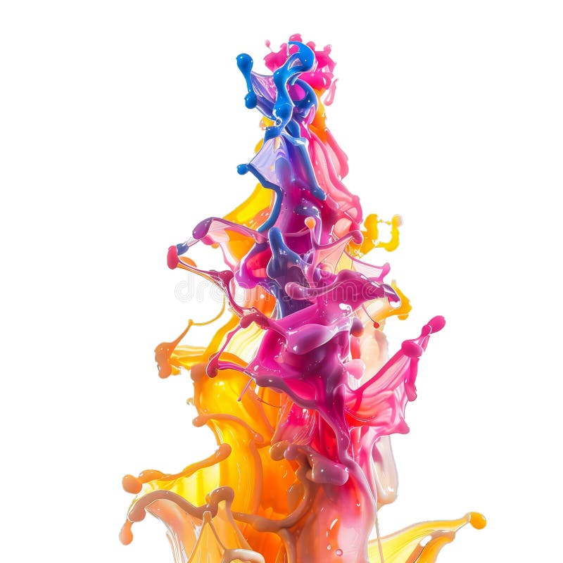 Vibrant Paint Splashes on Transparent Background Stock Image - Image of ...