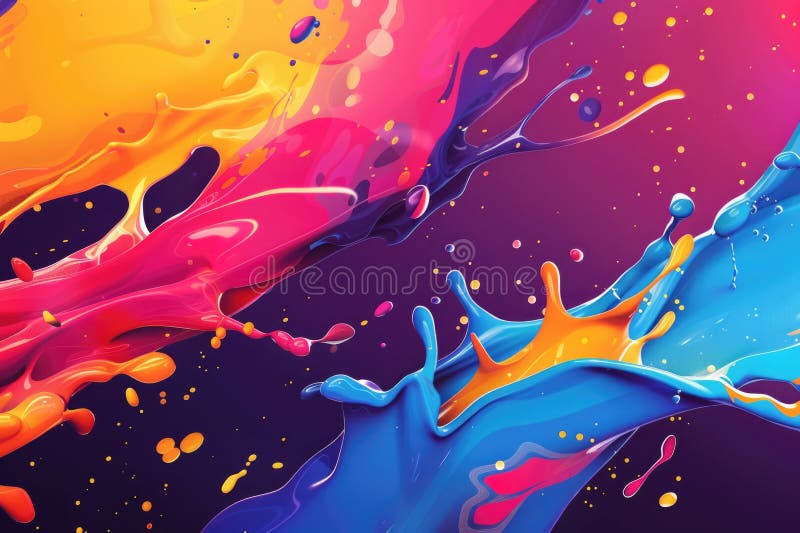 Vibrant Paint Splatter on Dark Backdrop, Ideal for Artistic Projects ...