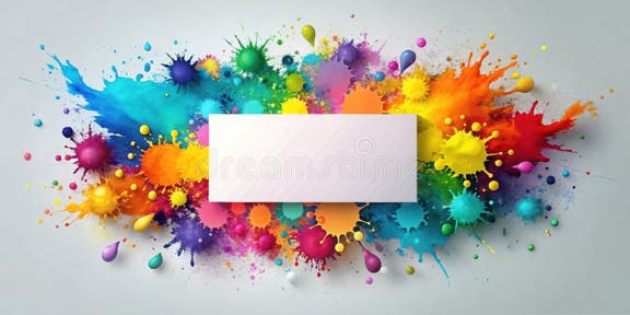 Vibrant Paint Splatter Explosion with a Blank Rectangle for Text or ...