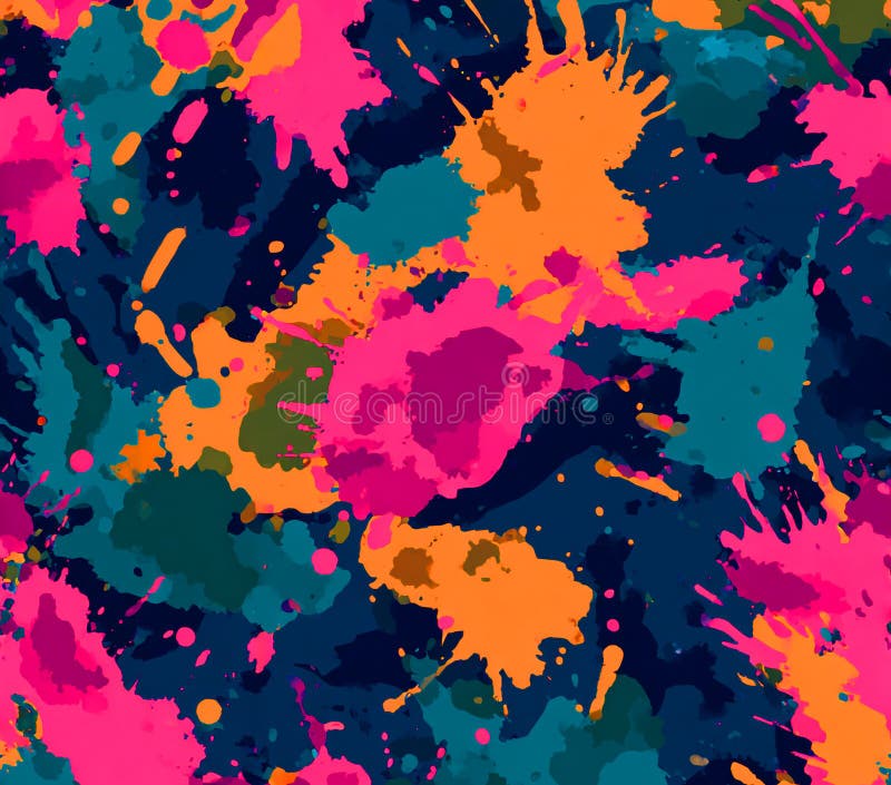 Vibrant Paint Splatter Pattern Bold Design for Textile Digital Projects Stock Illustration ...