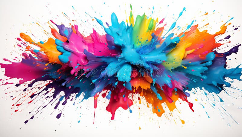 Vibrant Paint Splatter on White Background Stock Image - Image of ...
