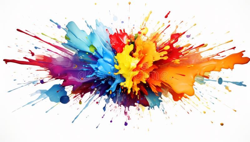 Vibrant Paint Splatter on White Background Stock Photo - Image of ...