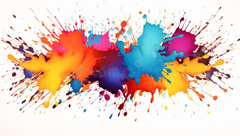 Vibrant Paint Splatter on White Background Stock Photo - Image of ...