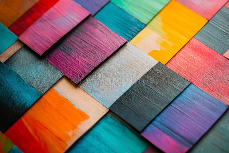 Vibrant Paint Swatches are Arranged in a Mosaic Pattern, Displaying an ...