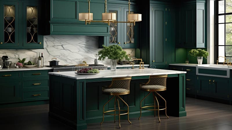 Vibrant Painted Kitchen Cabinets Stock Illustration - Illustration of ...