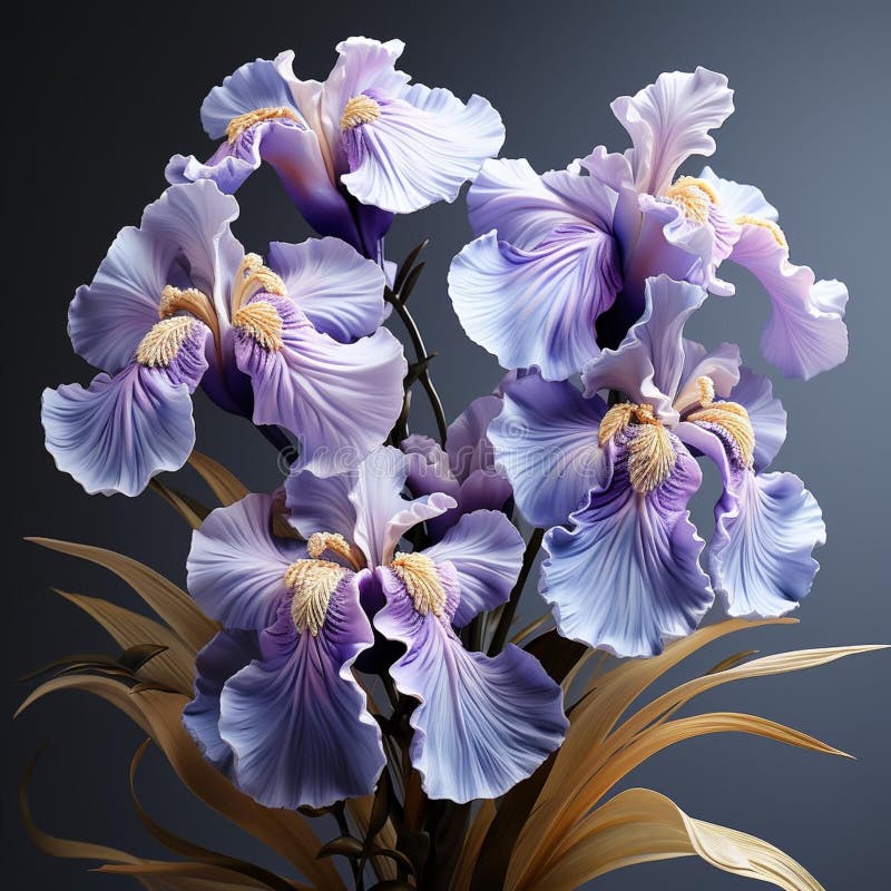 Vibrant Painting Featuring Purple Iris Flowers, AI-generated. Stock Illustration - Illustration ...