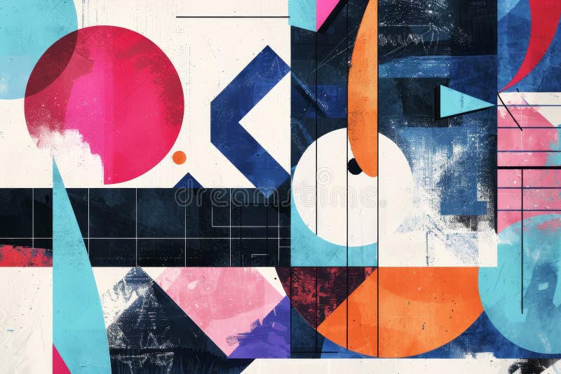 Vibrant Painting Featuring Various Shapes and Colors in a Dynamic ...