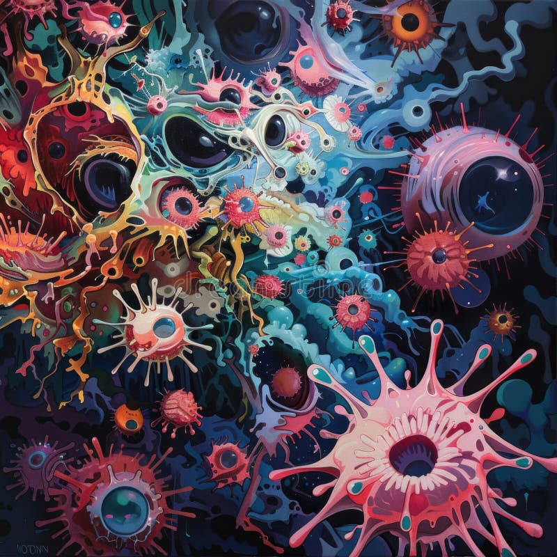 Vibrant Painting of Various Colorful Objects, Perfect for Adding a Pop ...