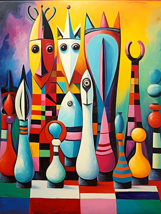 Painting of a Group of Colorful Objects Stock Illustration ...