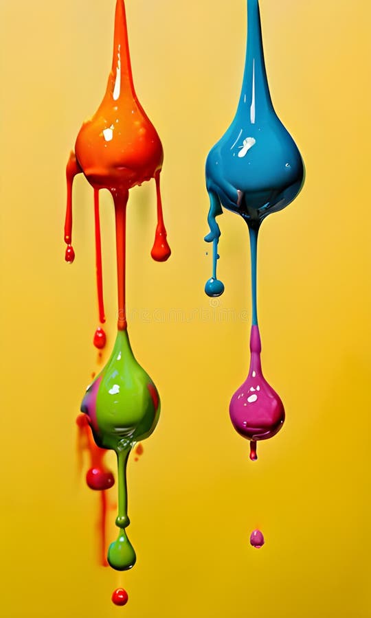 Vibrant Palette: a Symphony of Paint Color Drops Stock Illustration ...