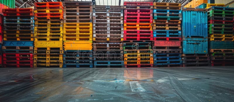 Vibrant pallet warehouse stock image. Image of supply - 318462395