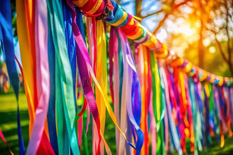 Vibrant Panoramic Display of Flowing Ribbons a Festive Celebration of ...