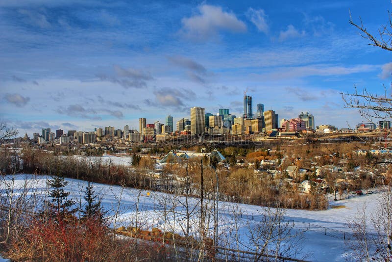 Vibrant Panoramic Edmonton Winter Skyline Stock Image - Image of ...