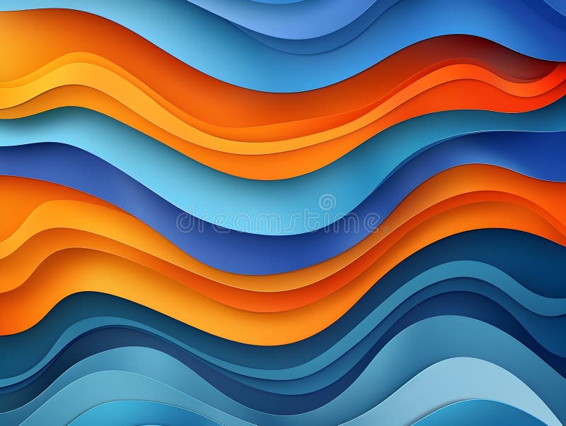 Vibrant Panoramic Waves of Striking Blue and Orange Gradients in ...