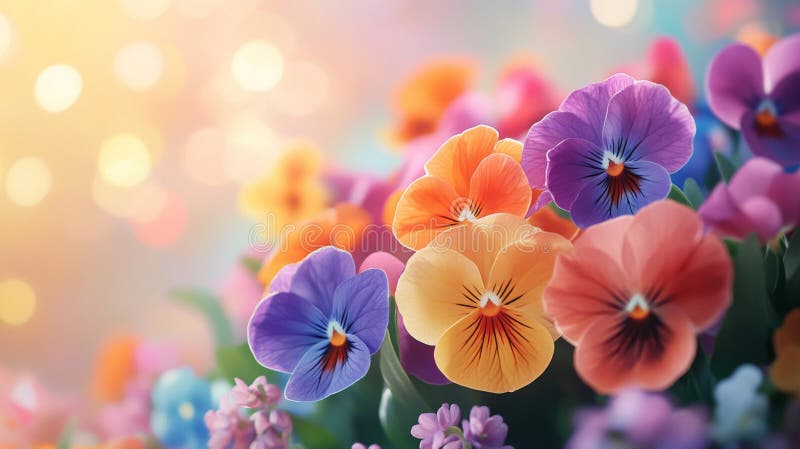 Vibrant Pansies Bloom in Colorful Spring Garden Stock Illustration ...